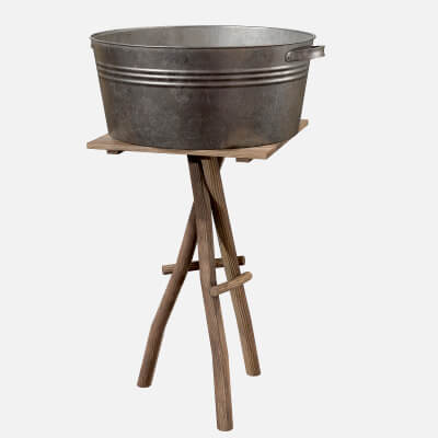 Metal Basin Water and Wood Table - 3D Model by 3dmonk