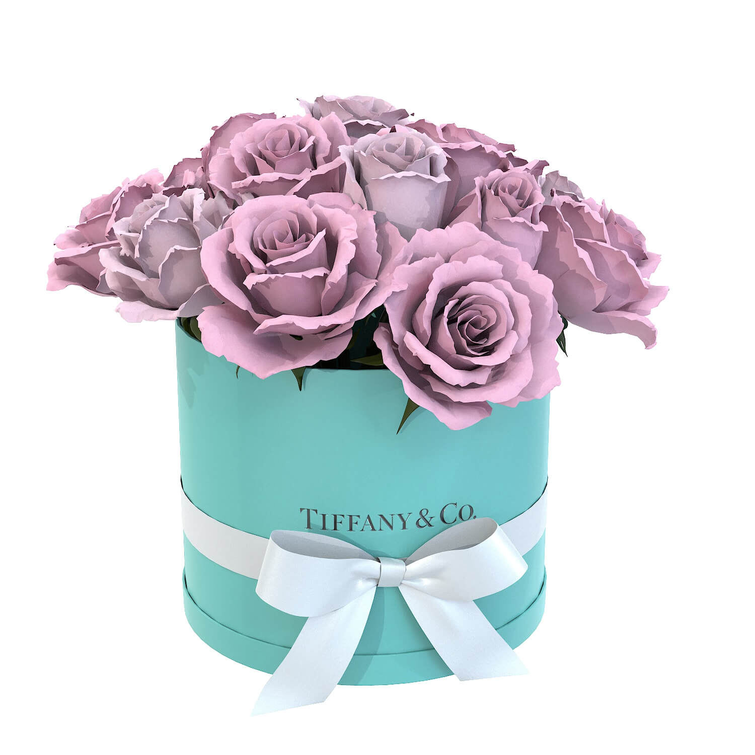 Pink Rose Bouquet Box With a Bow Strip - 3D Model by 3dmonk