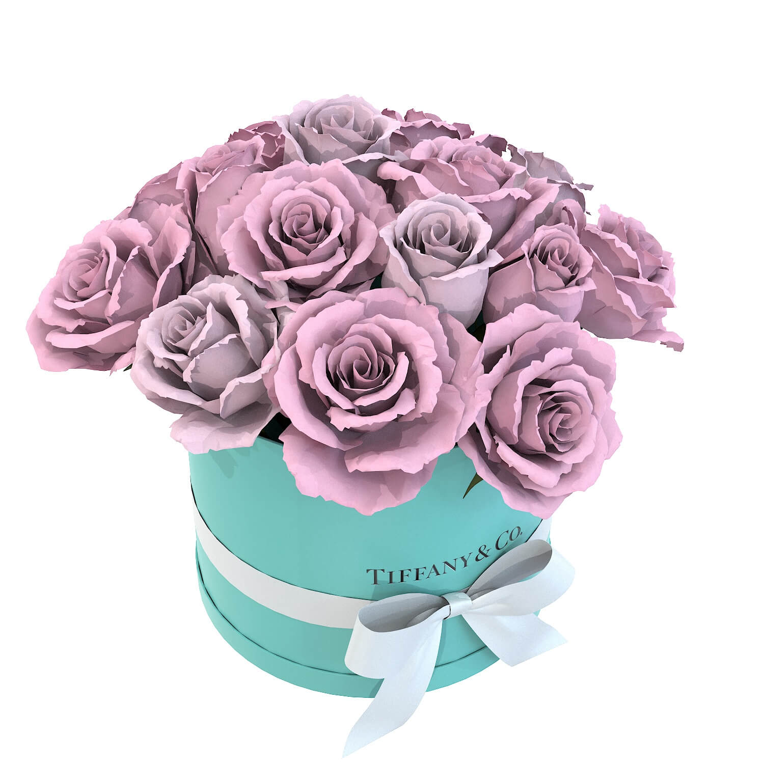 Pink Rose Bouquet Box With a Bow Strip - 3D Model by 3dmonk