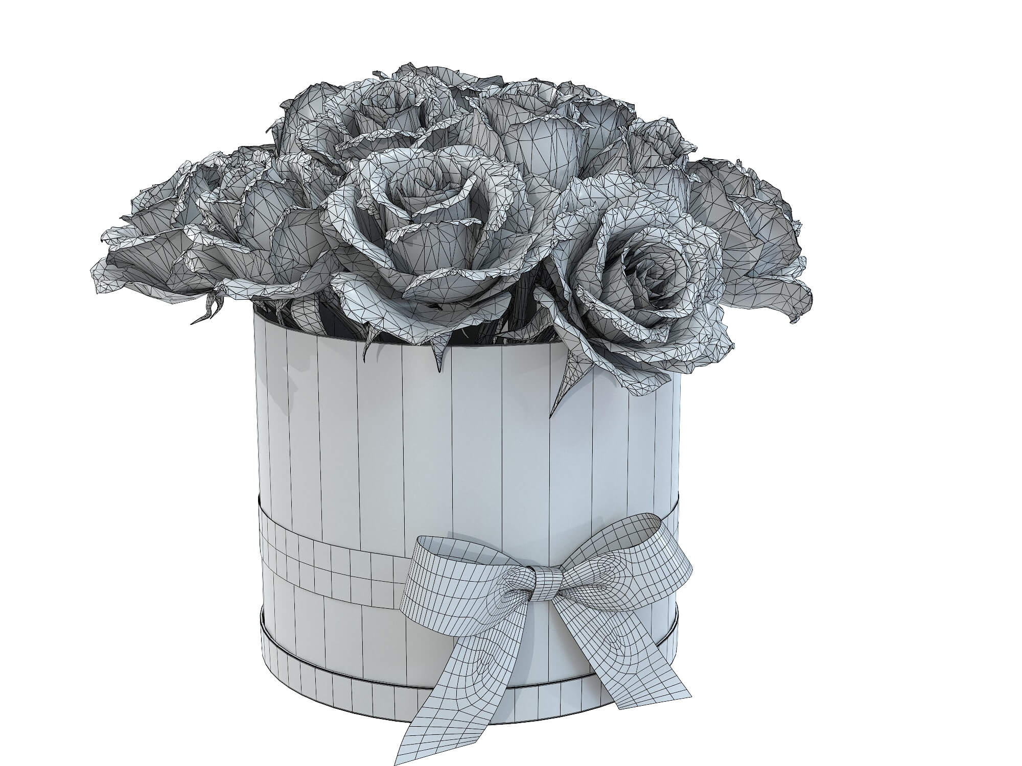 Red Rose Bouquet Box With a Bow Strip - 3D Model by 3dmonk