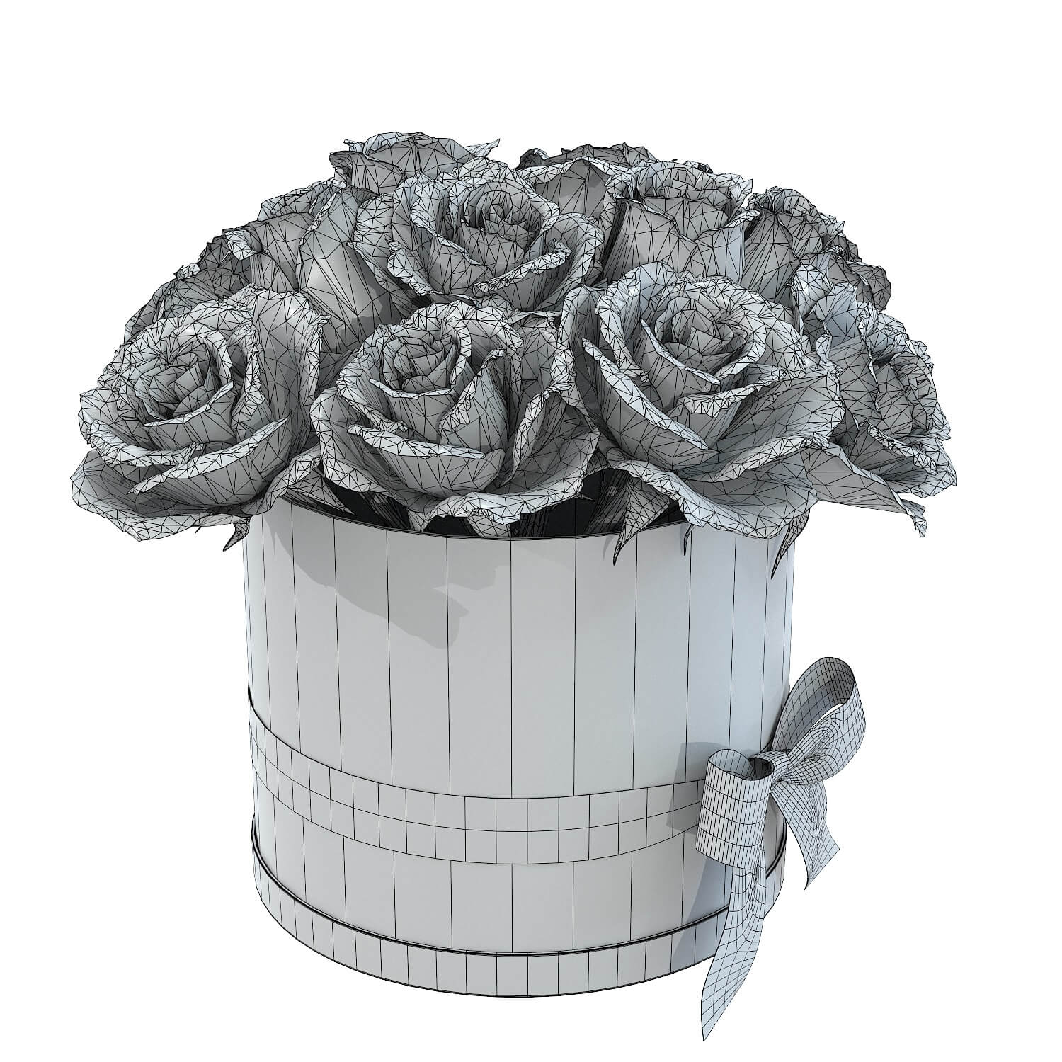 Red Rose Bouquet Box With a Bow Strip - 3D Model by 3dmonk