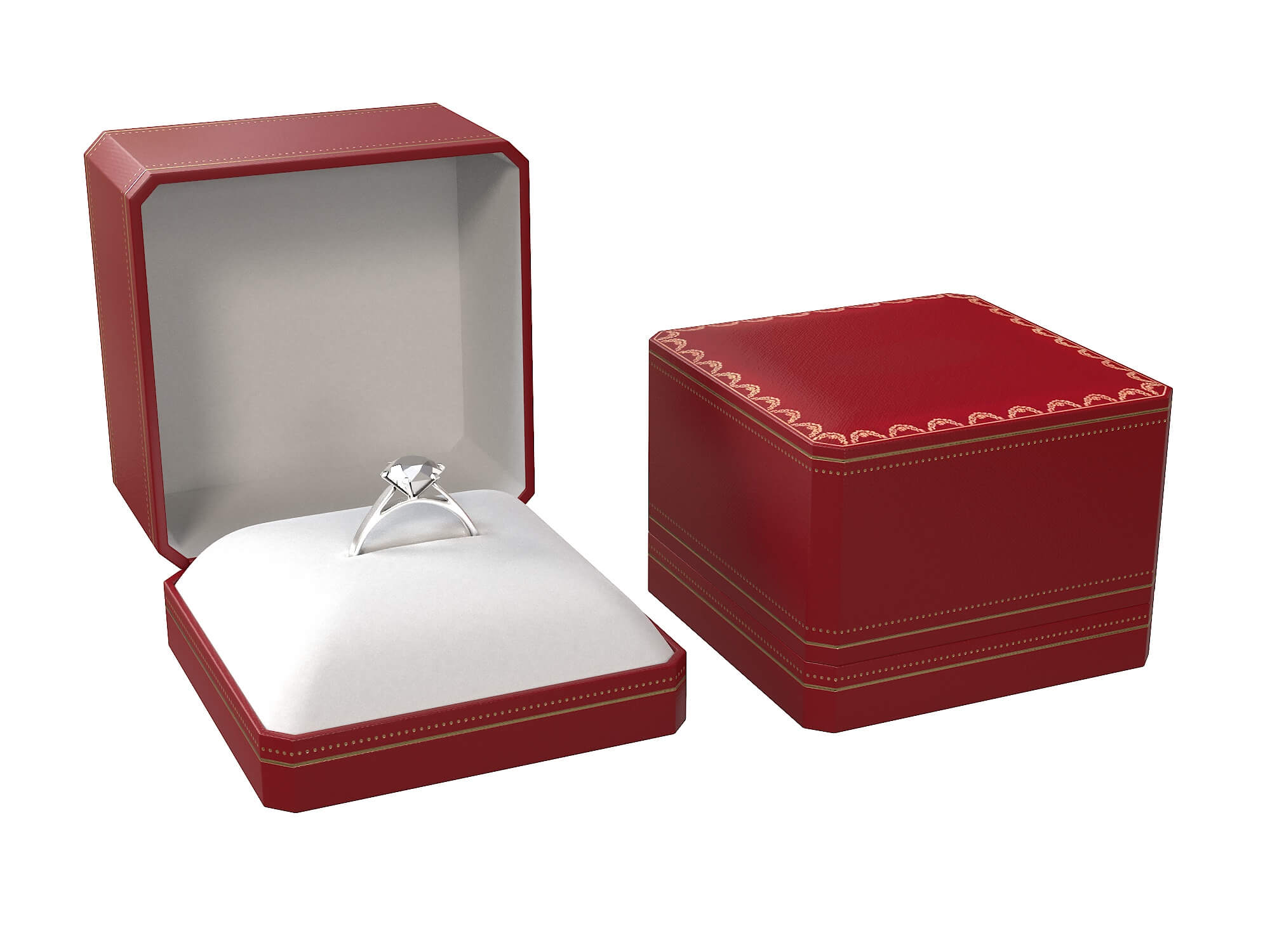 Ring With Red Box - 3D Model by 3dmonk