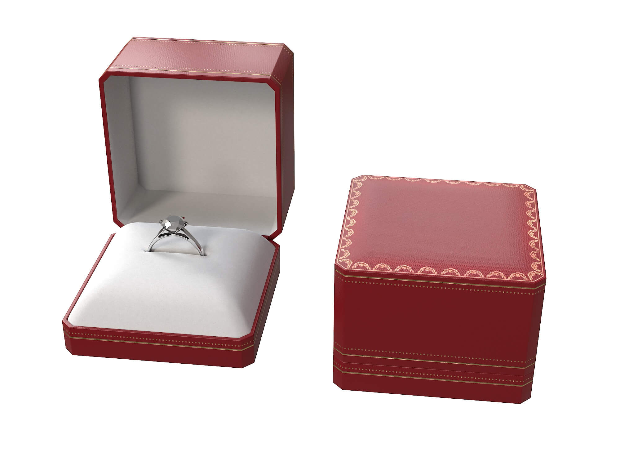 Ring With Red Box - 3D Model by 3dmonk