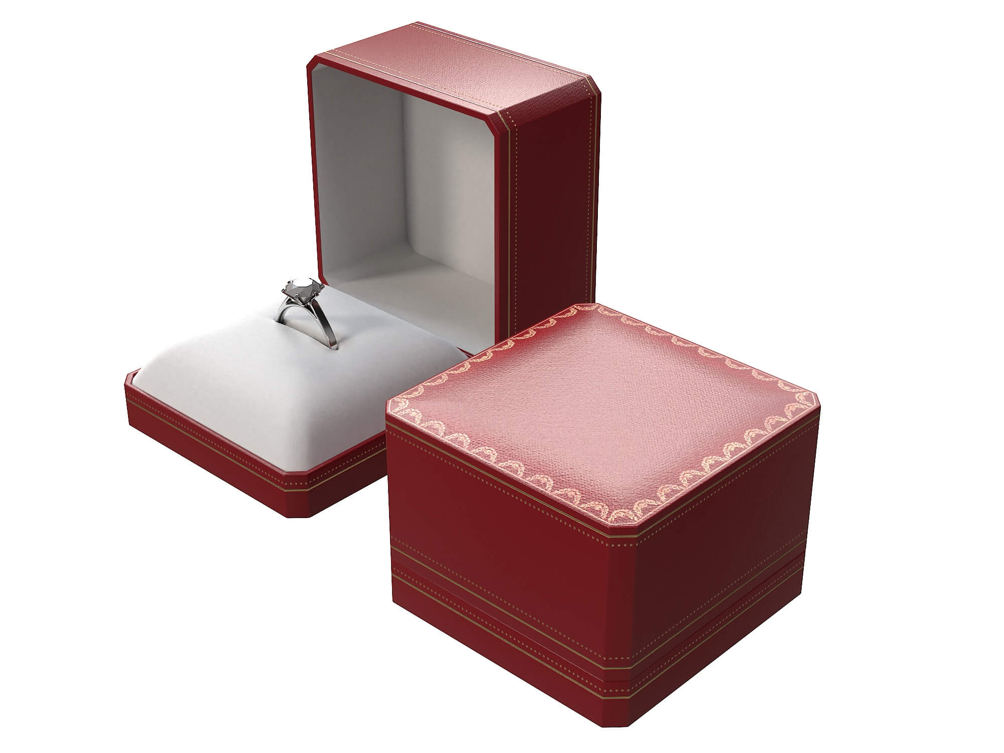 Ring With Red Box - 3D Model by 3dmonk