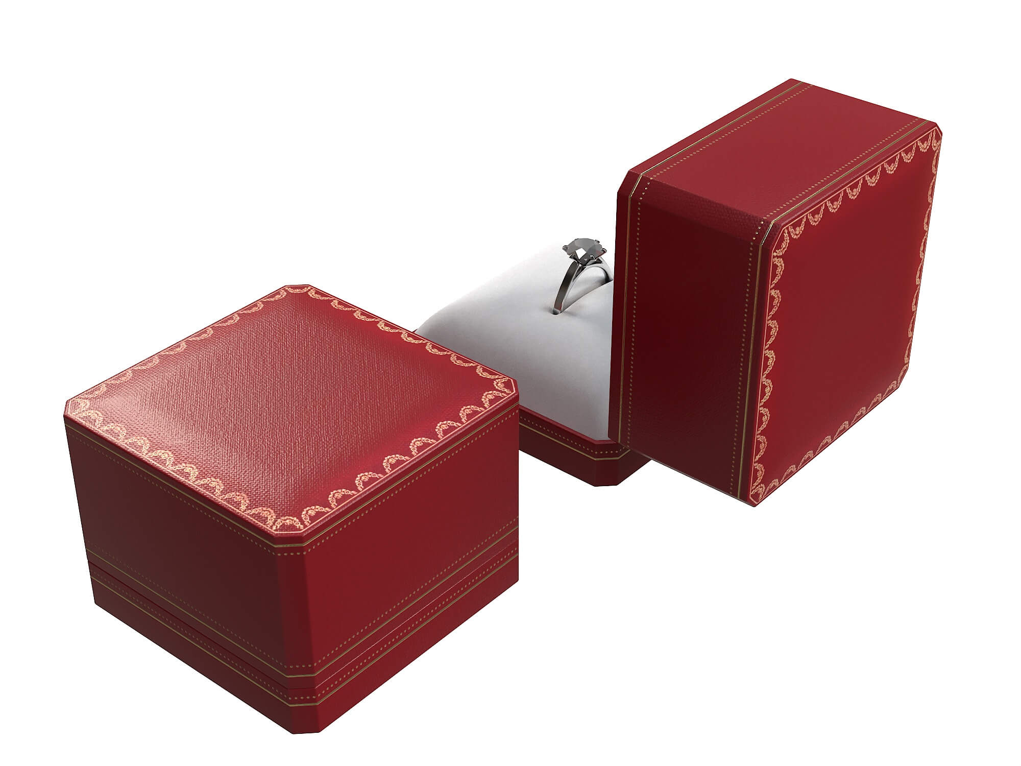 Ring With Red Box - 3D Model by 3dmonk