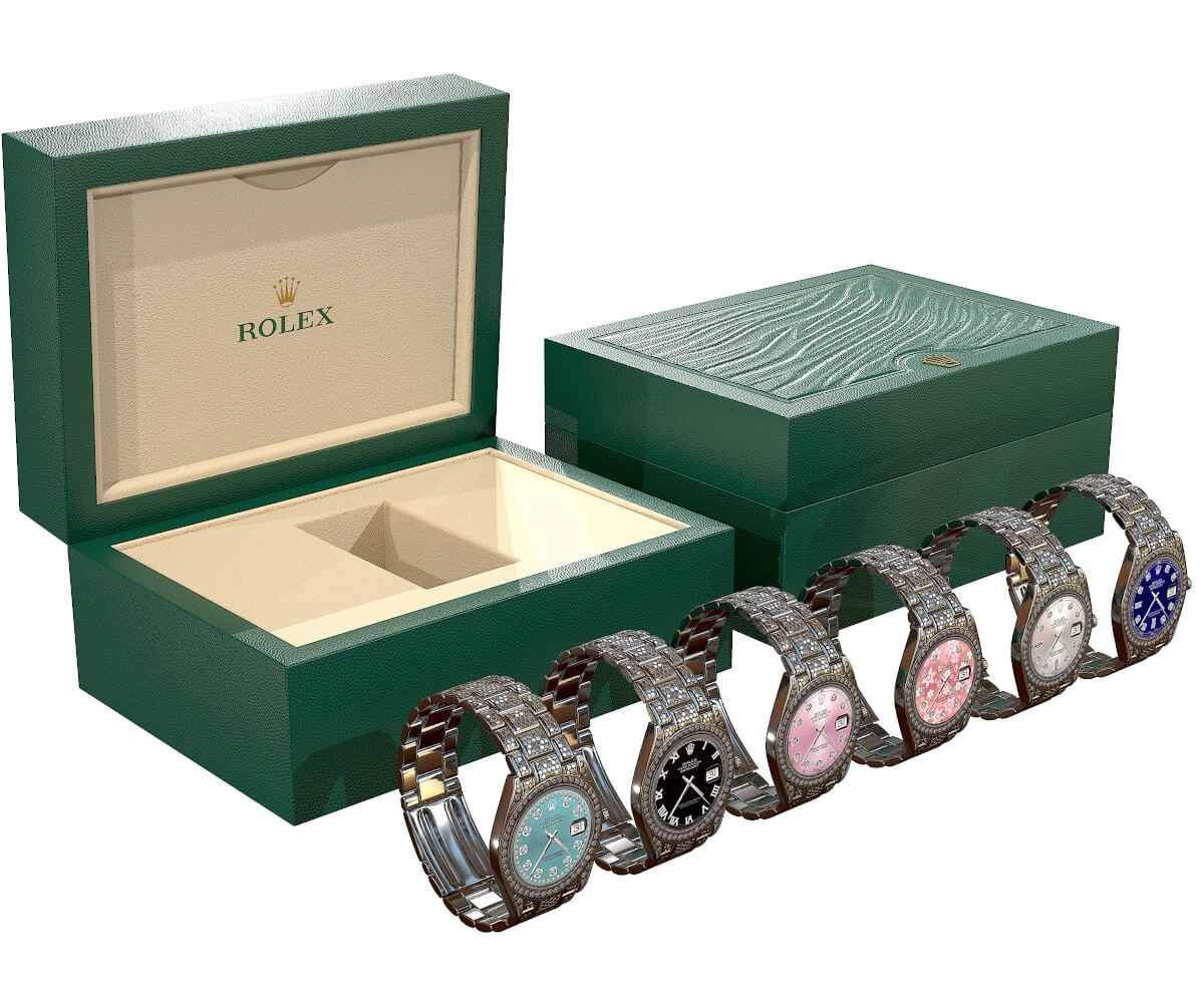 Rolex Diamond Watch and Box - 3D Model by 3dmonk