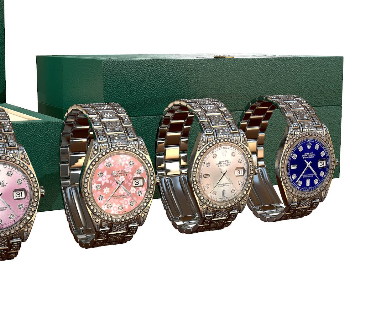 Rolex Diamond Watch and Box - 3D Model by 3dmonk