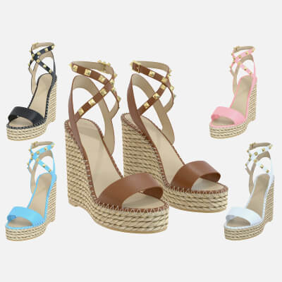 Valentino 125mm Rockstud Sandals - 3D Model by 3dmonk