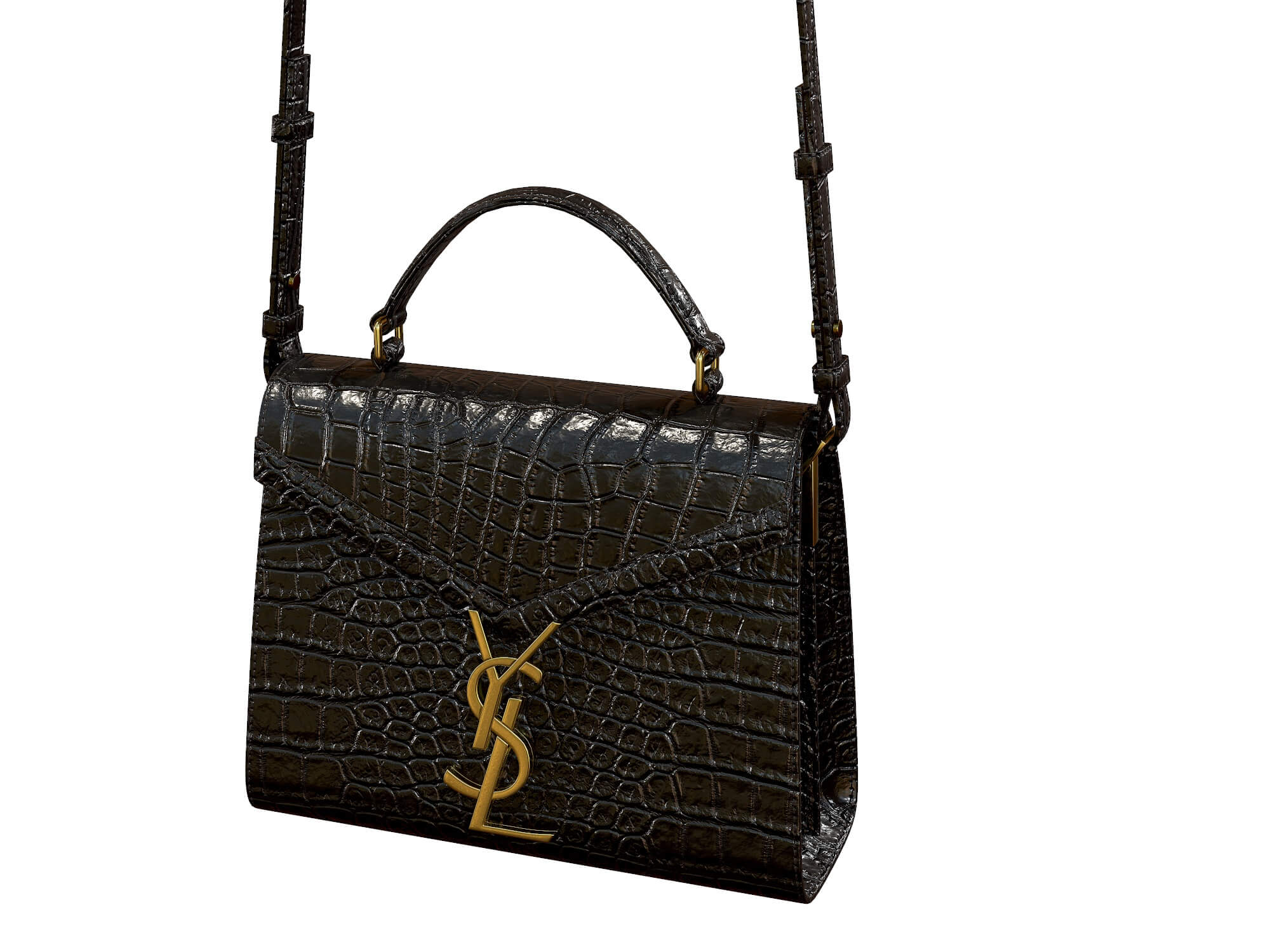 YSL Saint Laurent Cassandra Mini Top Bag Black Crocodile - 3D Model by ...