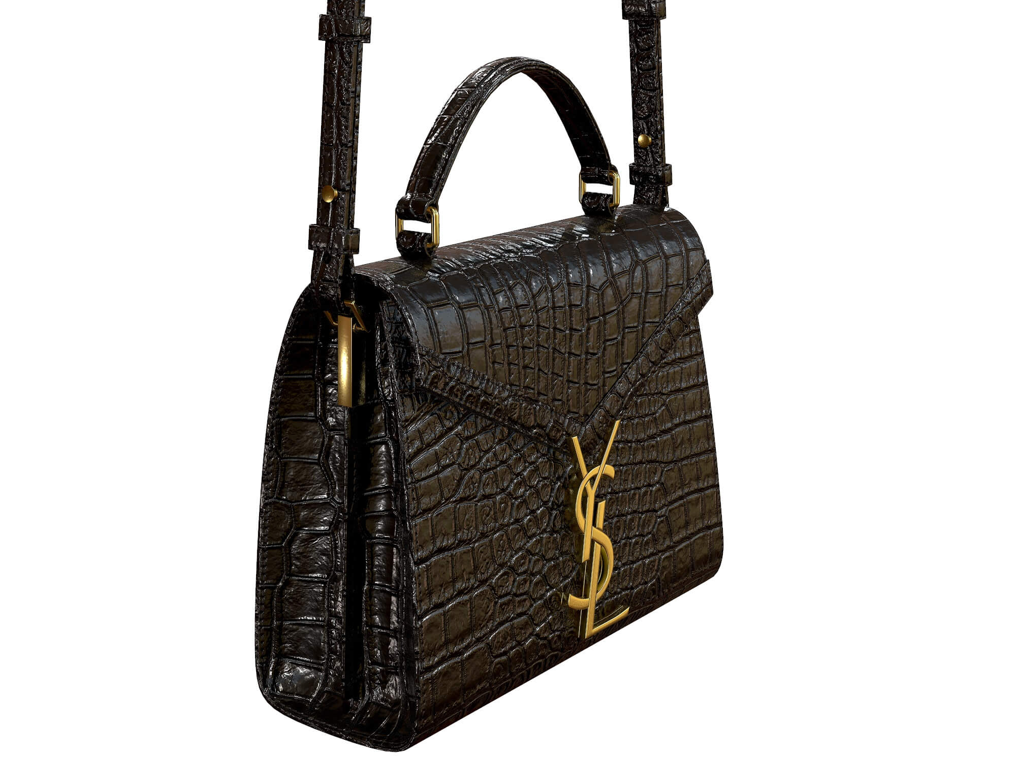 YSL Saint Laurent Cassandra Mini Top Bag Black Crocodile - 3D Model by ...