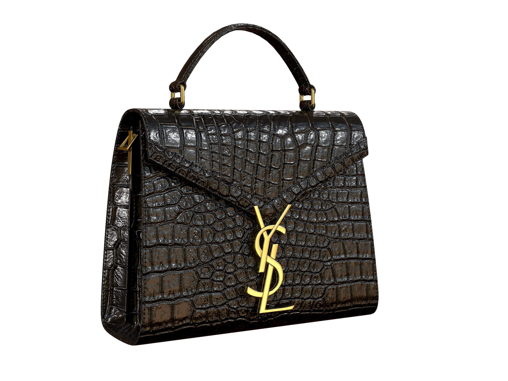 YSL Saint Laurent Cassandra Mini Top Bag Black Crocodile - 3D Model by ...