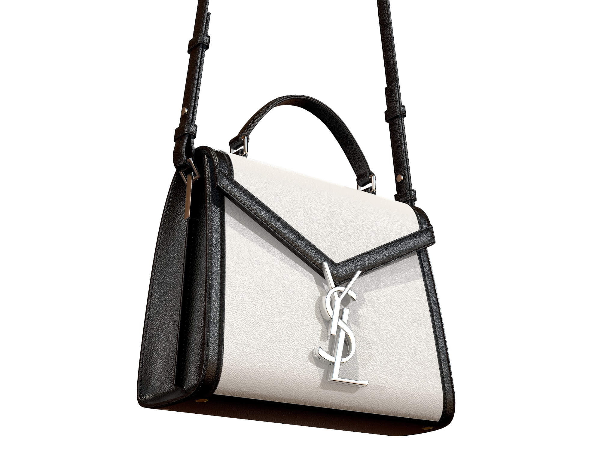 YSL Saint Laurent Cassandra Mini Top Bag Black White Leather - 3D Model ...