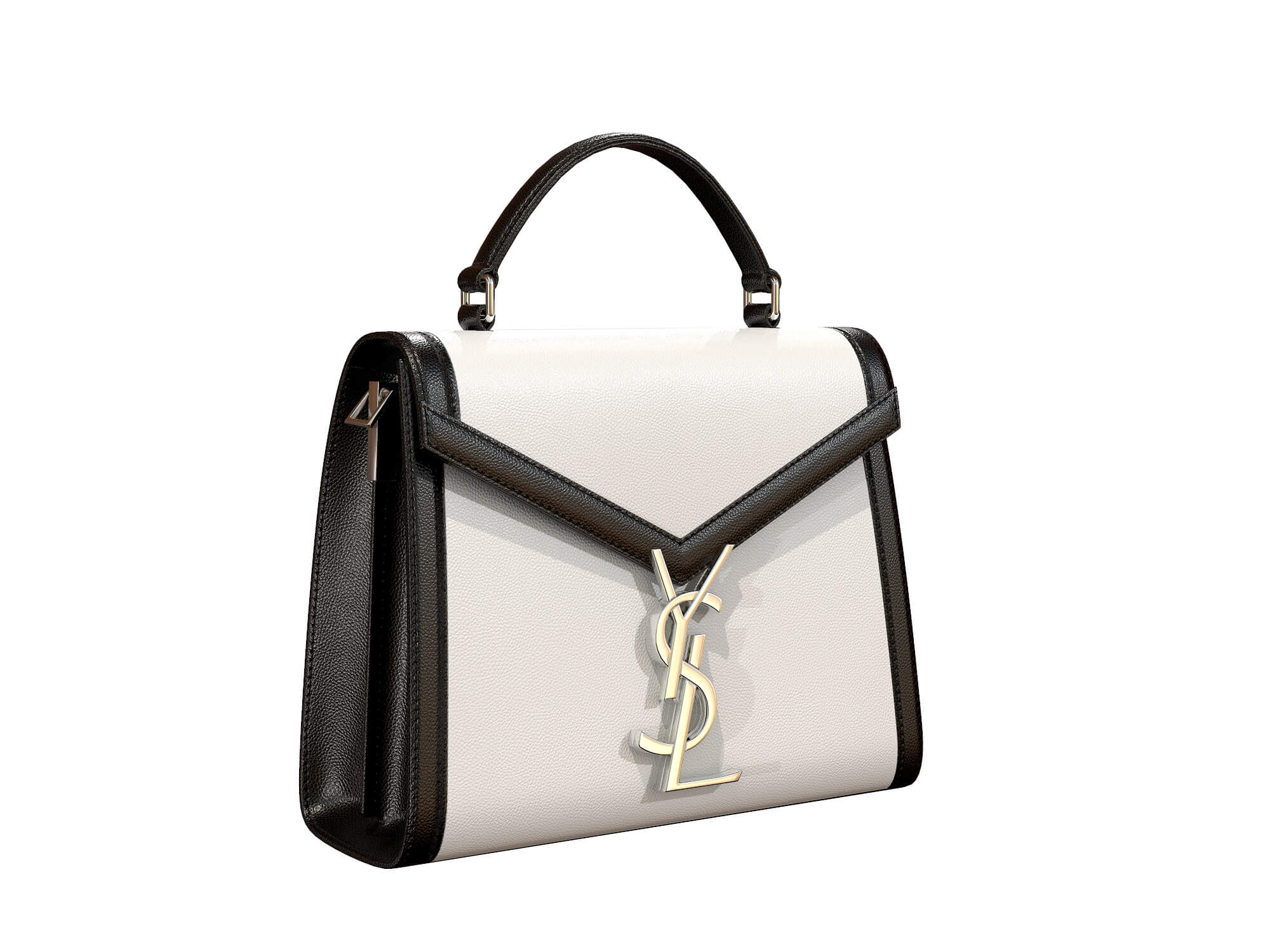 YSL Saint Laurent Cassandra Mini Top Bag Black White Leather - 3D Model ...