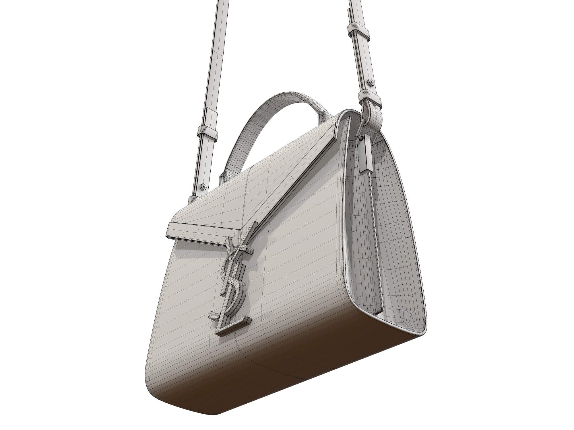 YSL Saint Laurent Cassandra Mini Top Bag Black White Leather - 3D Model ...