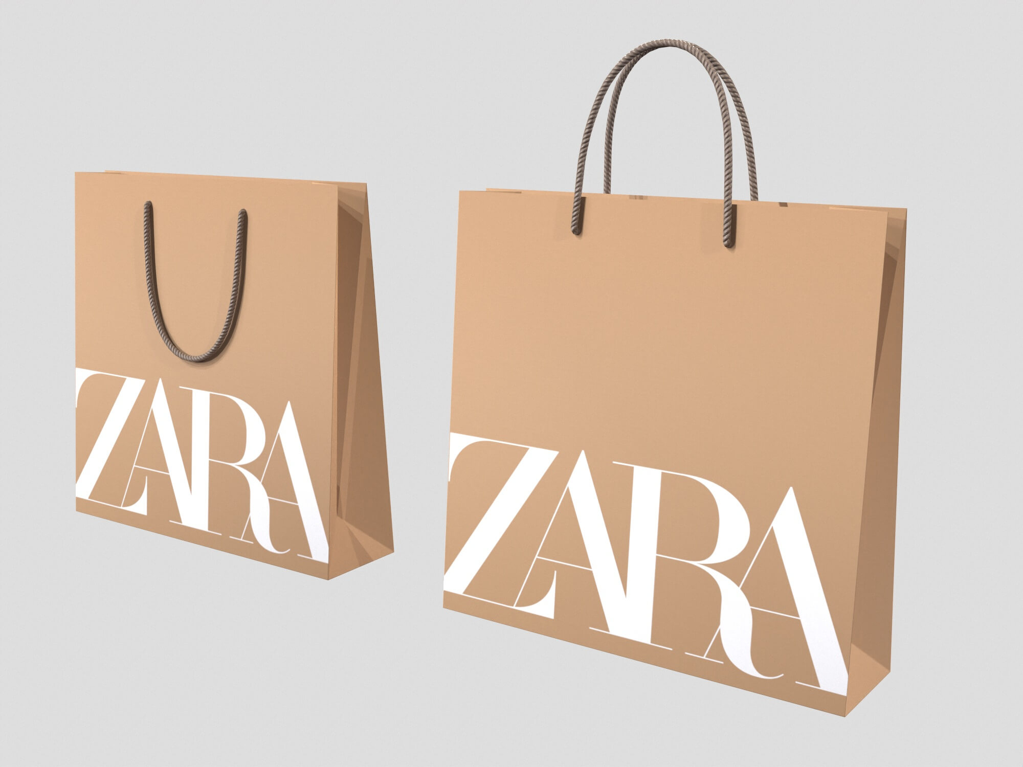 Zara Gift Packaging Paper Bags - 3D Model by 3dmonk