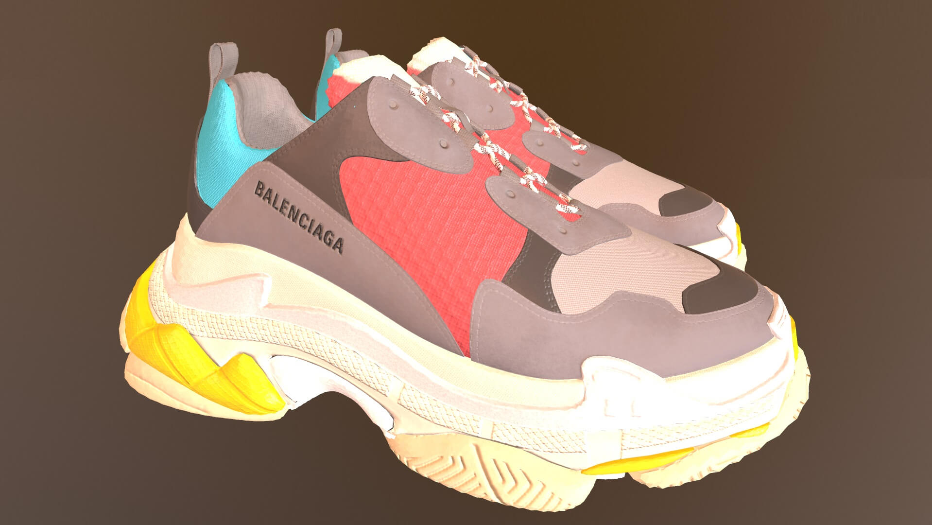 Balenciaga Triple S Shoes Low Poly PBR - 3D Model by 3Dog_Artist