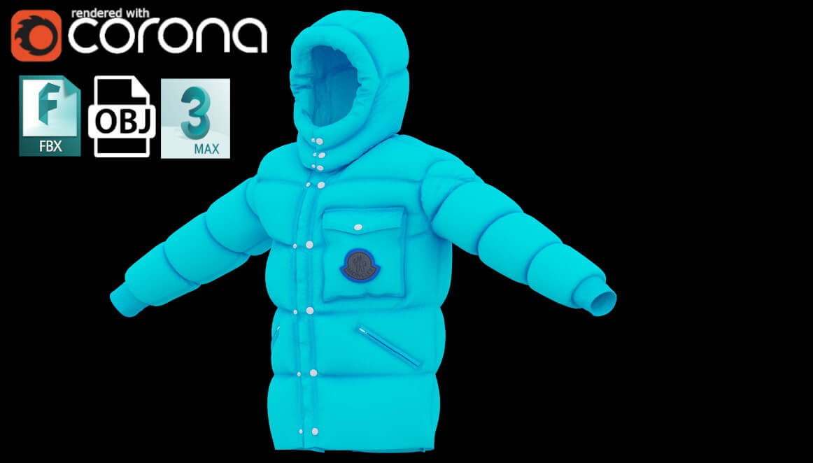 Moncler Jacket Custom Low Poly PBR - 3D Model by 3Dog_Artist