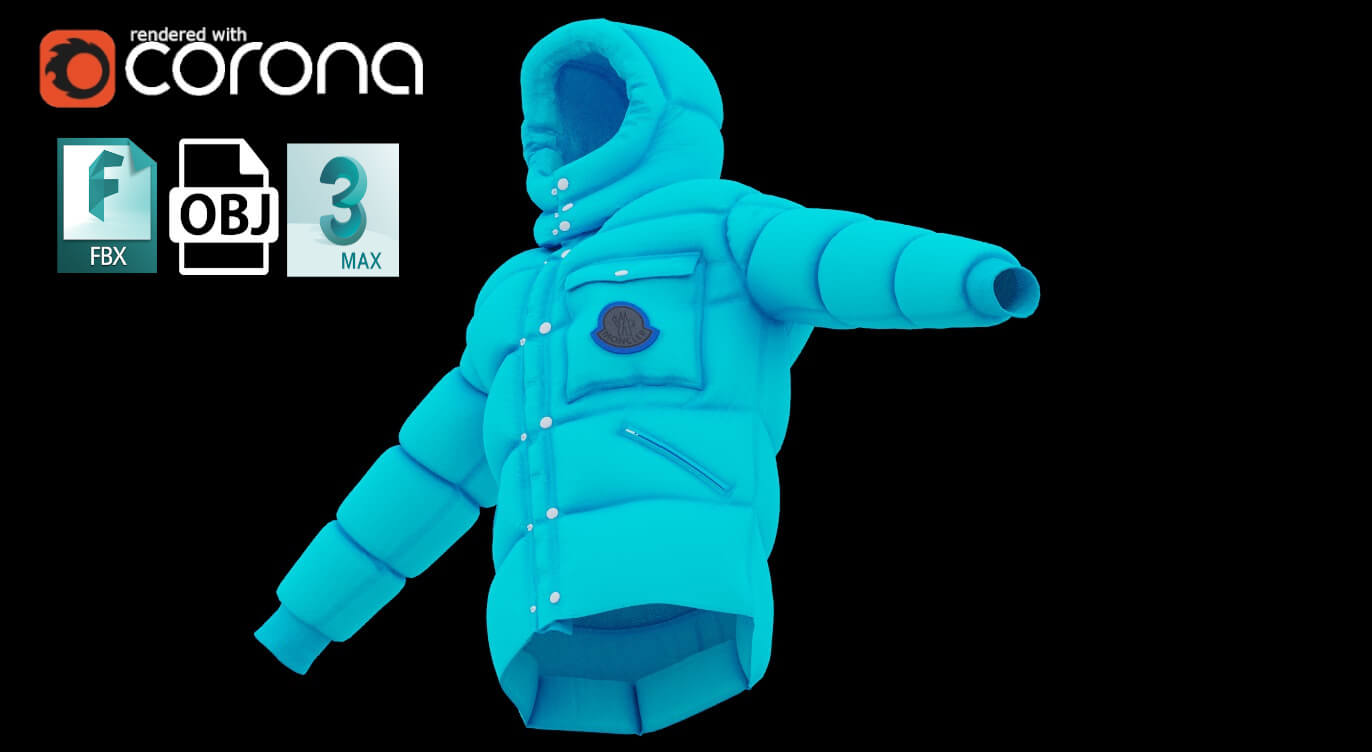 Moncler Jacket Custom Low Poly PBR - 3D Model by 3Dog_Artist