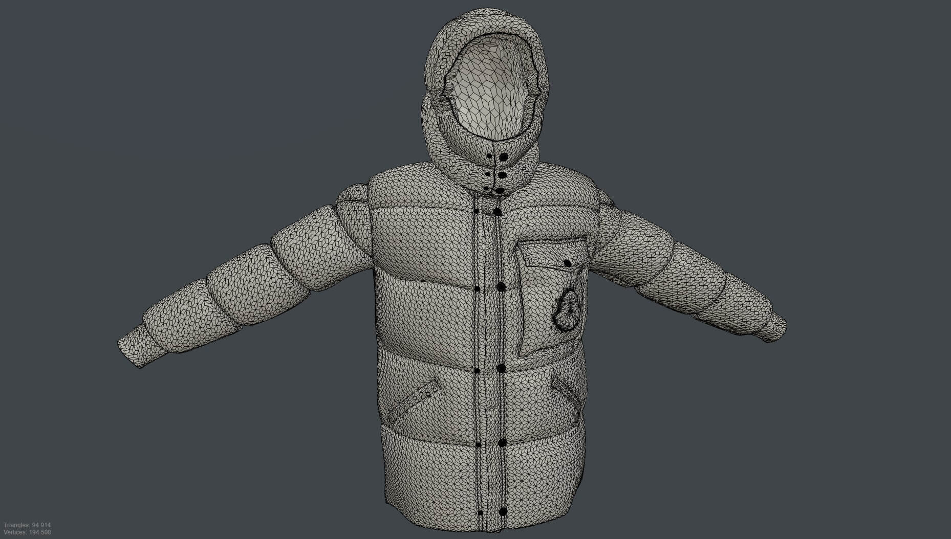 Moncler Jacket Custom Low Poly PBR - 3D Model by 3Dog_Artist