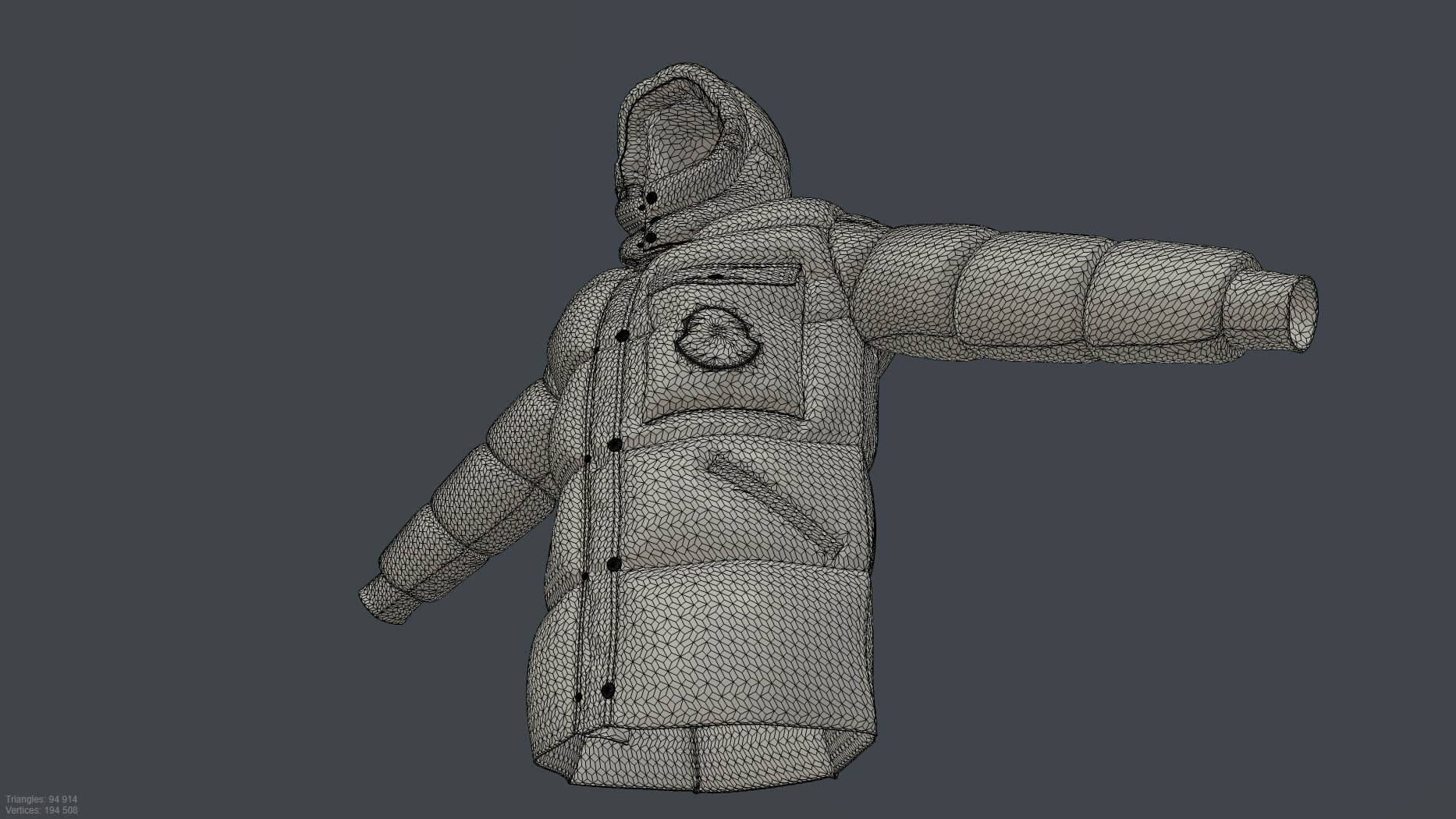 Moncler Jacket Custom Low Poly PBR - 3D Model by 3Dog_Artist