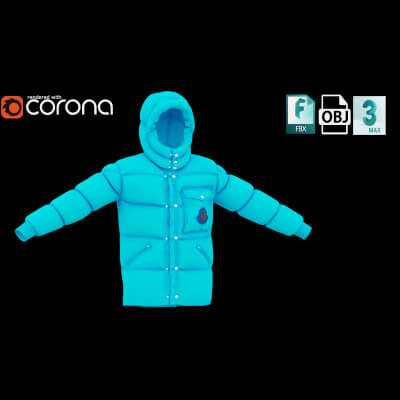 Moncler Jacket Custom Low Poly PBR - 3D Model by 3Dog_Artist