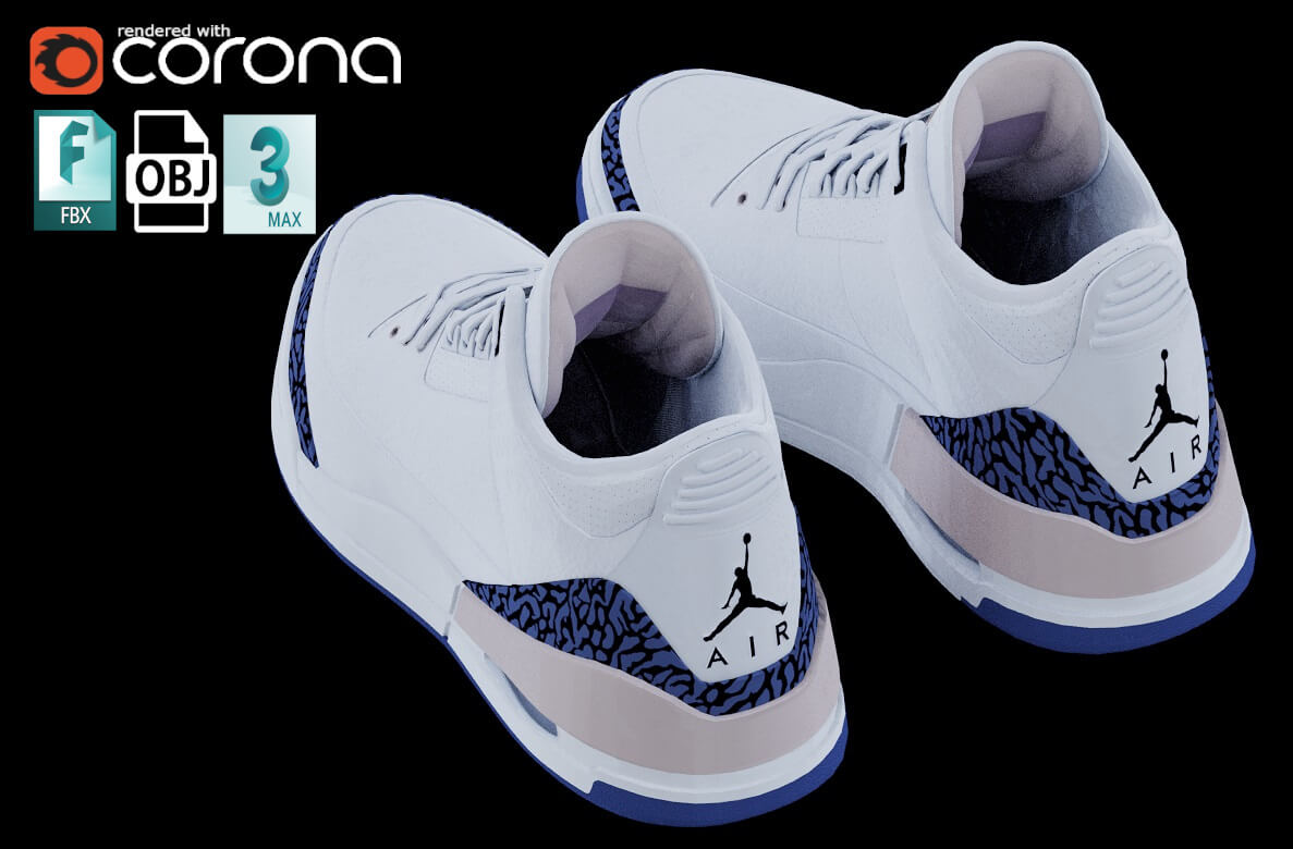 Nike Air Jordan 3 Retro Shoes Low Poly PBR - 3D Model by 3Dog_Artist