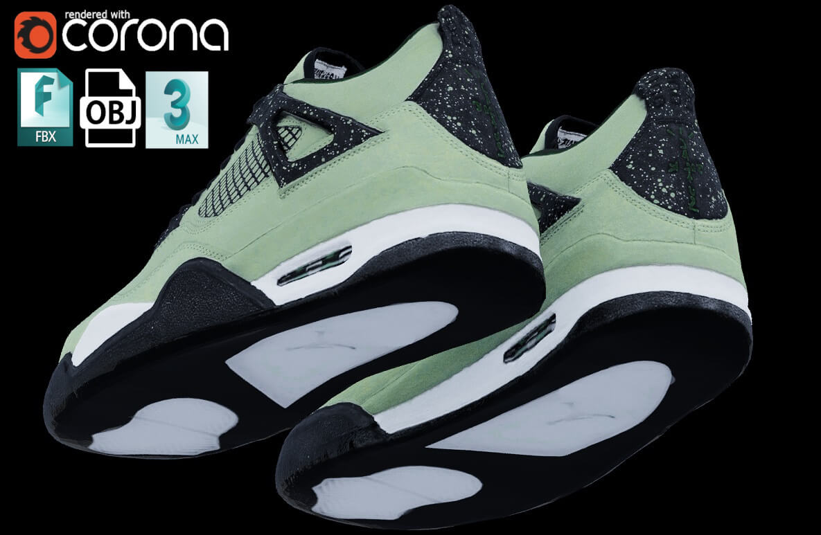 Nike Air Jordan 4 Cactus Jack Shoes Low Poly PBR - 3D Model by 3Dog_Artist
