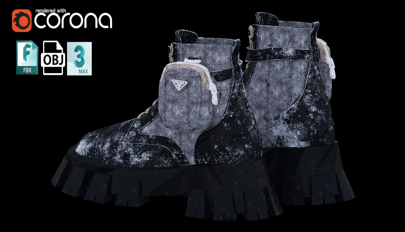 Prada Combat Boots Custom Low Poly PBR - 3D Model by 3Dog_Artist