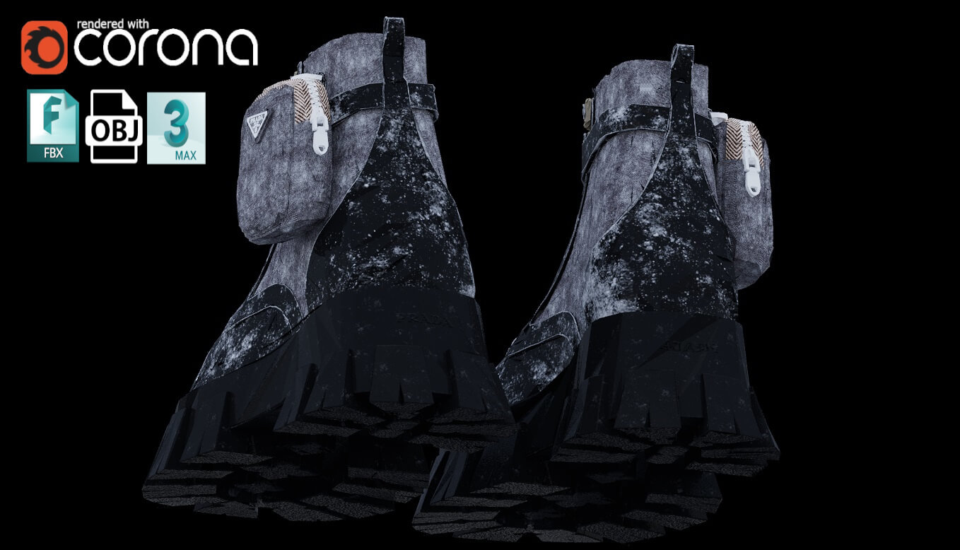 Prada Combat Boots Custom Low Poly PBR - 3D Model by 3Dog_Artist