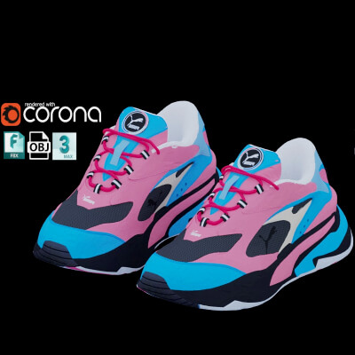 Puma RS-Fast Shoes Low Poly PBR 3D Model by 3Dog_Artist