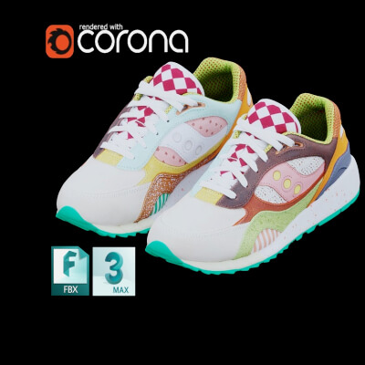 Saucony Shadow 6000 Low Poly PBR - 3D Model by 3Dog_Artist