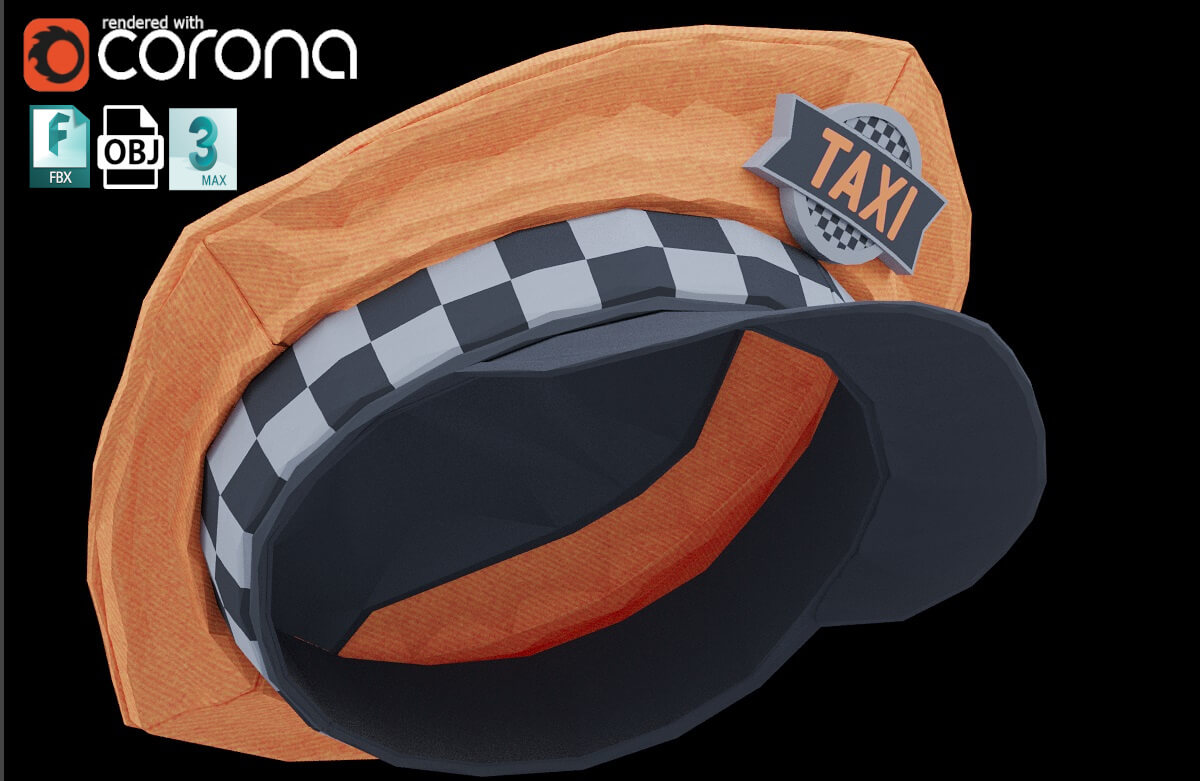 Taxi Driver Hat Low Poly PBR - 3D Model by 3Dog_Artist