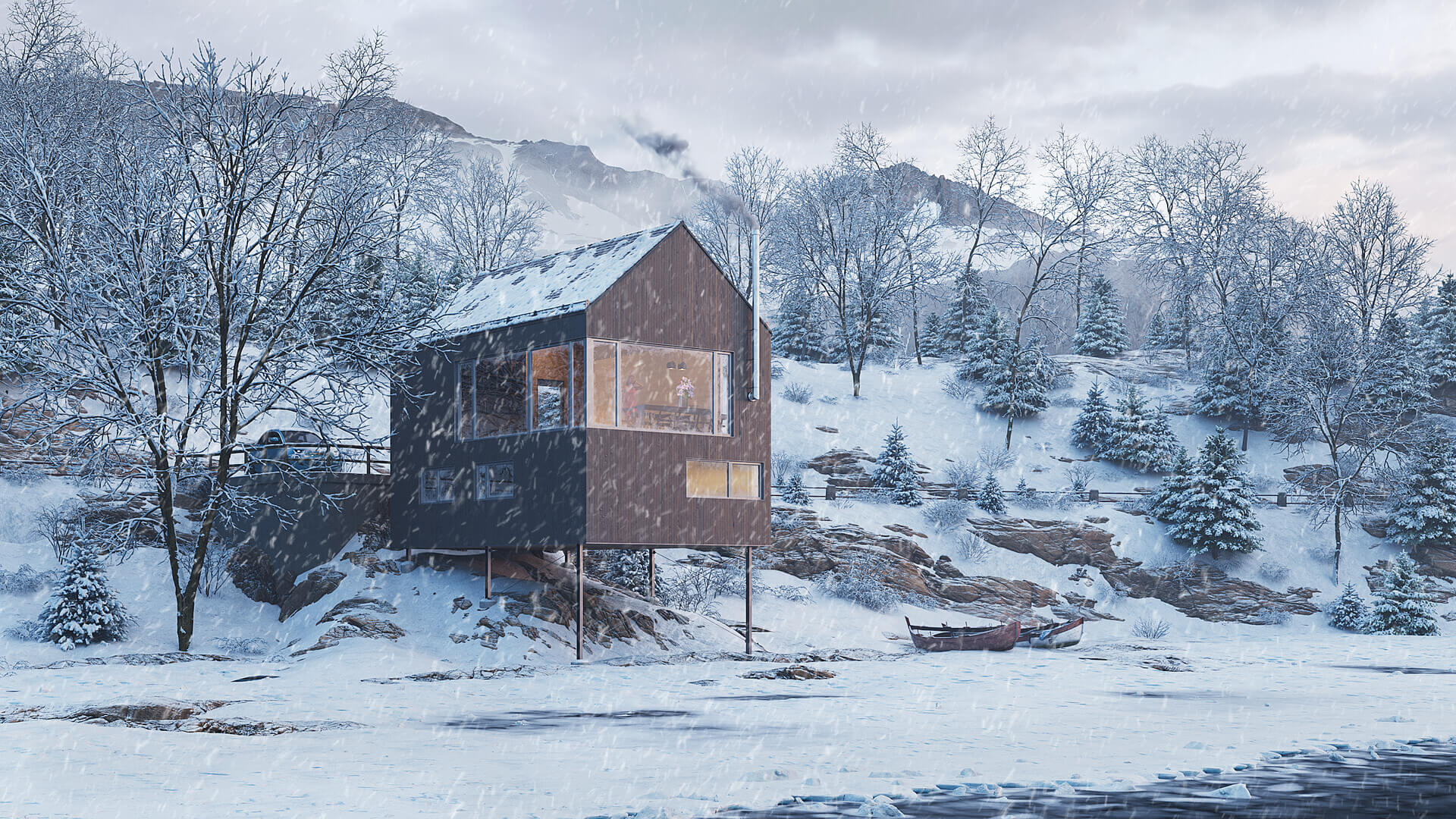 Lake house 3D Render, Digital Art by 3DPaz