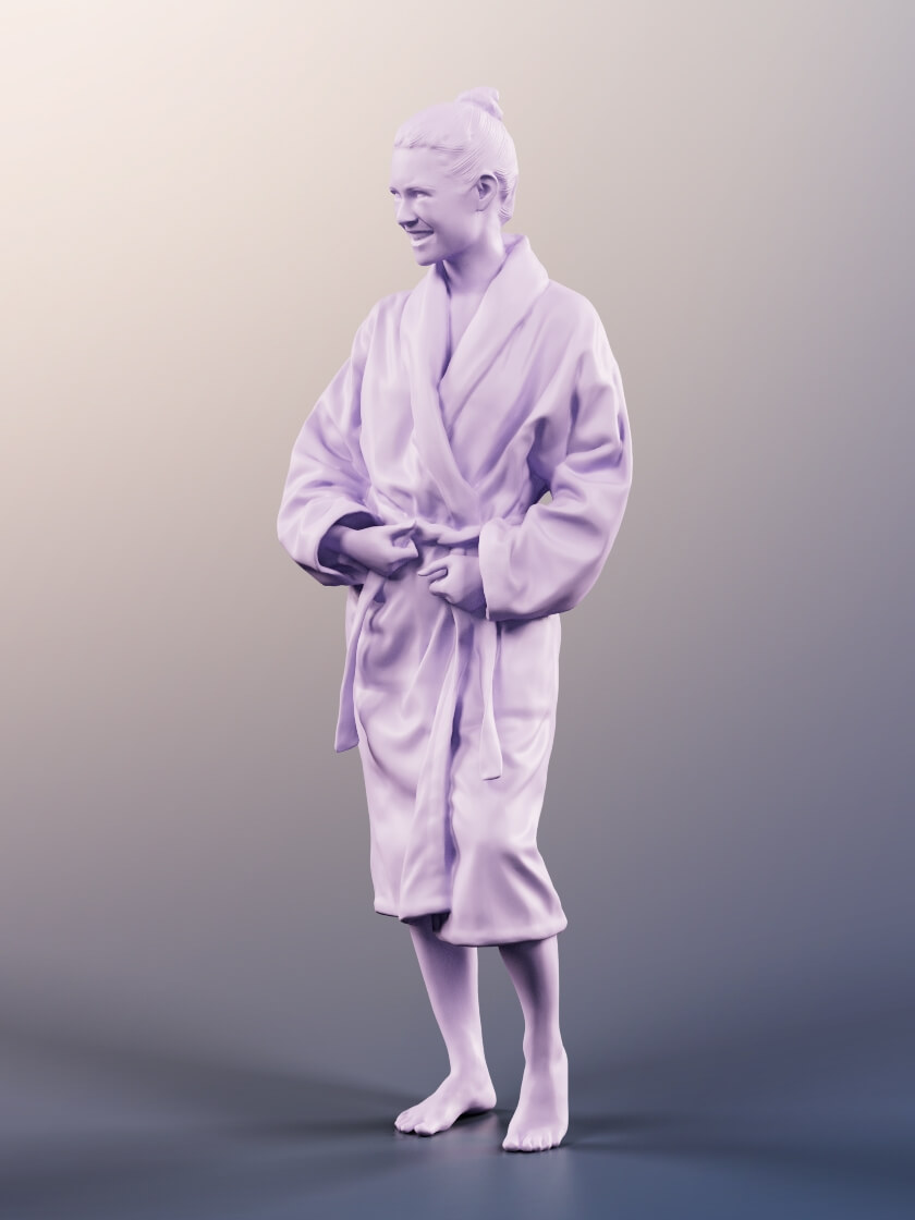 Bella 11649 - Young Woman Standing In Bathrobe 3D Model by 3dpeople