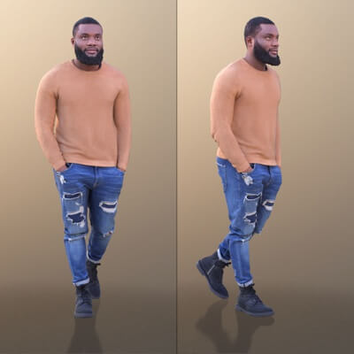 Gabriel 10637 - Casual Black Man Walking 3D Model by 3dpeople