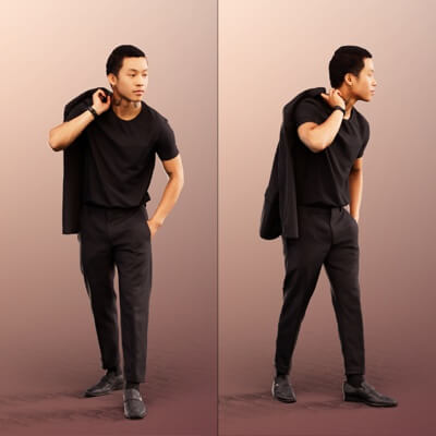 Henrick 12558 - Young Asian Man Walking With Jacket Over His Shoulder ...