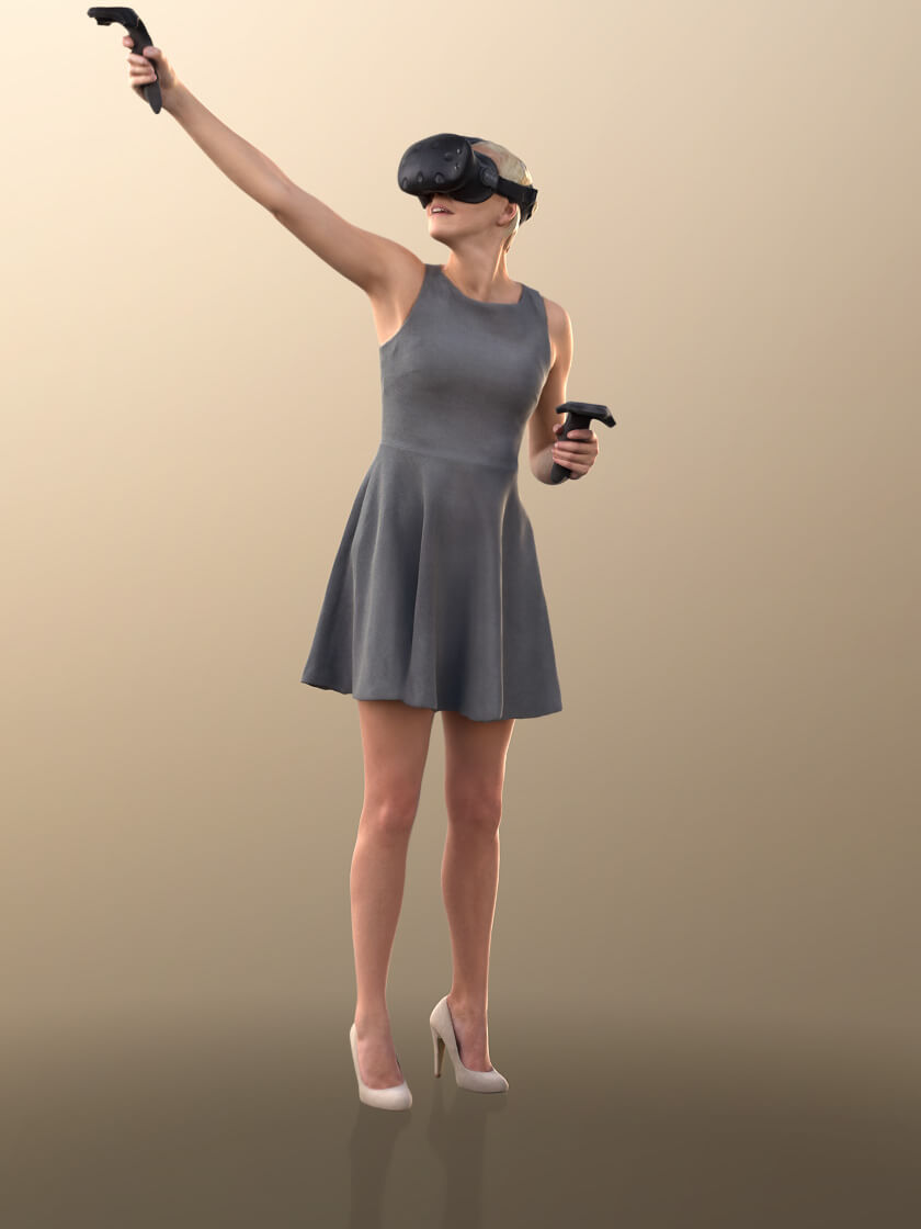Ina 10012 - Elegant Woman Wearing VR Headset 3D Model by 3dpeople