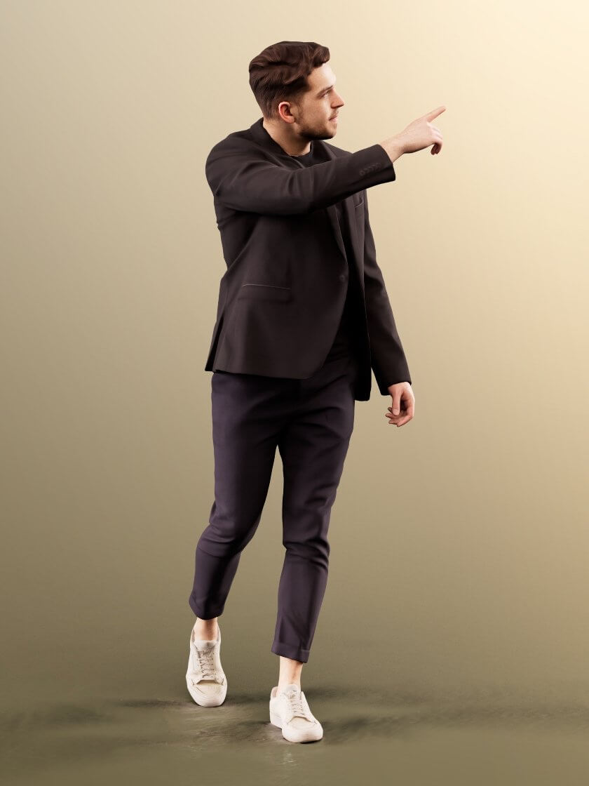 Kilian 11590 - Young Man Walking And Pointing 3D Model by 3dpeople