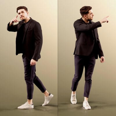Kilian 11590 - Young Man Walking And Pointing 3D Model by 3dpeople