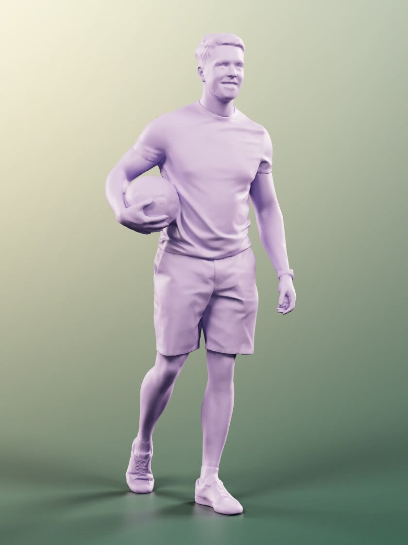 Kilian 11592 - Man Standing With Ball Soccer Player 3D Model by 3dpeople