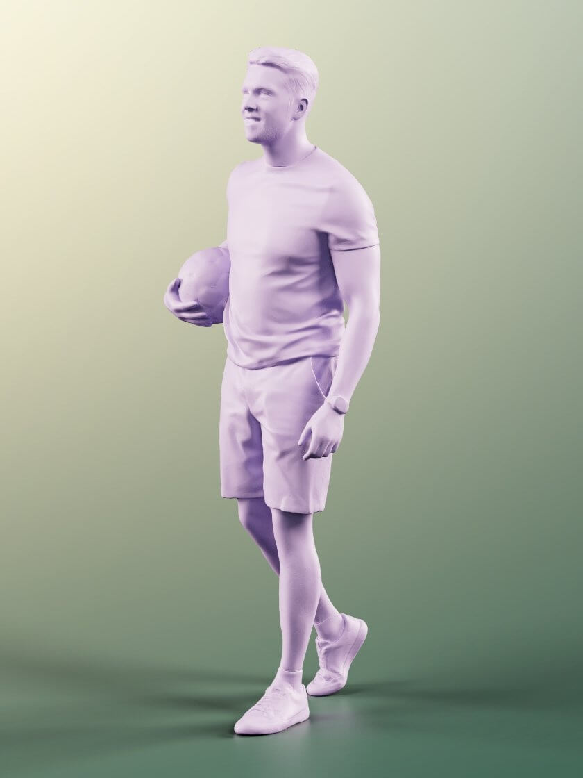 Kilian 11592 - Man Standing With Ball Soccer Player 3D Model by 3dpeople