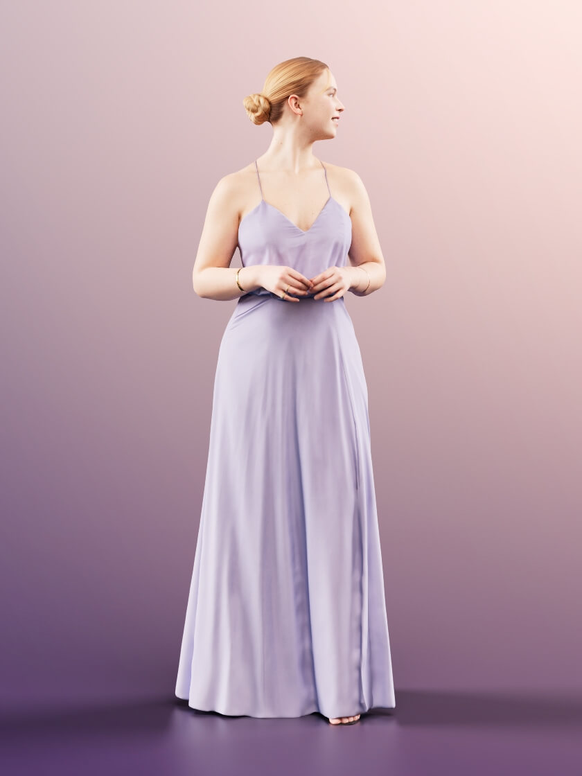 Marilyn 11618 - Elegant Woman Standing In Long Dress 3D Model by 3dpeople