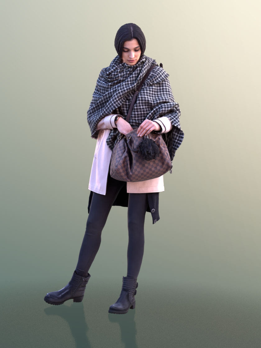 Myriam 10688 - Woman Standing Searching In Her Bag 3D Model by 3dpeople