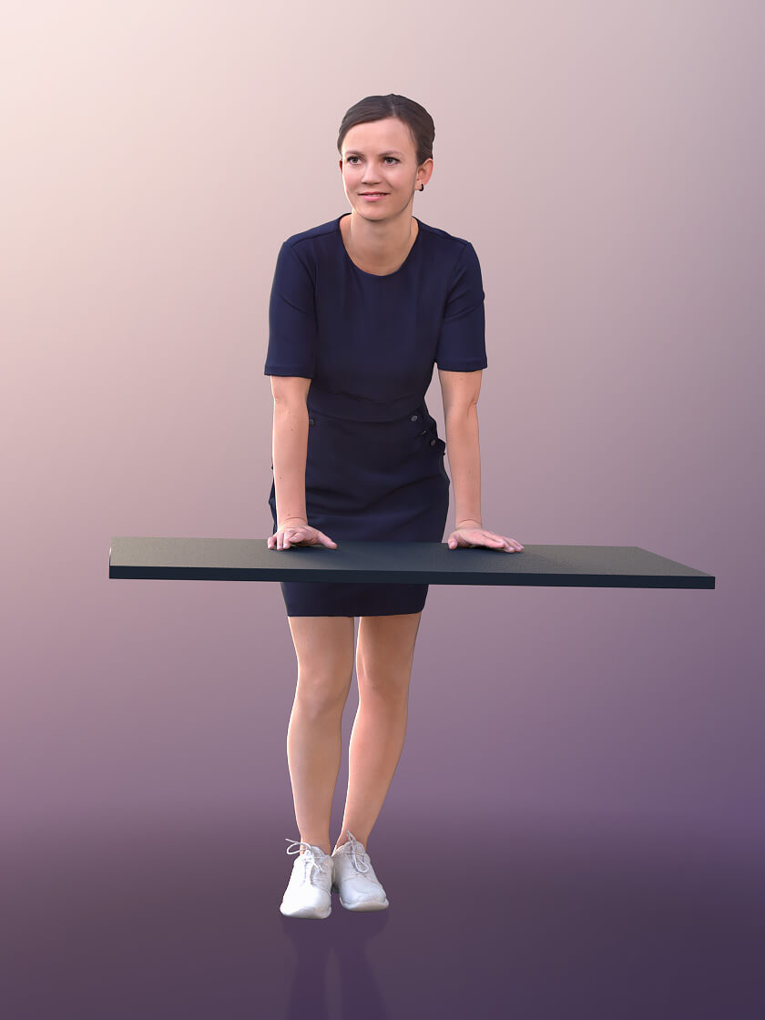 Nadin 10648 - Woman Standing Leaning On Table 3D Model by 3dpeople