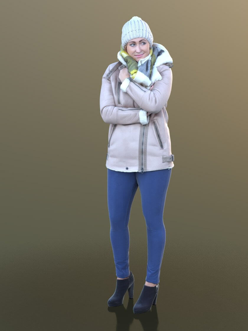 Rocio 10296 - Woman Standing Freezing Cold Weather 3D Model by 3dpeople