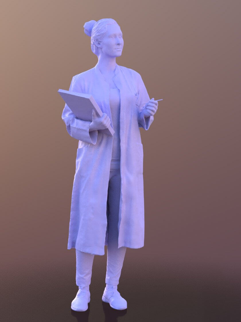 Rocio 10310 - Female Doctor Standing With Documents 3D Model by 3dpeople