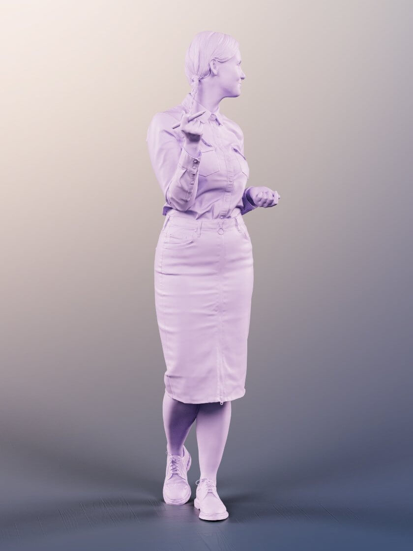 Rocio 11911 - Woman Standing With Pen 3D Model by 3dpeople