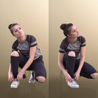 Sheona 10504 - Woman Tying Her Shoe 3D Model by 3dpeople