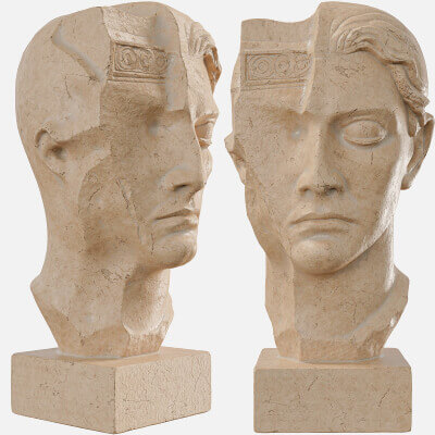 Ancient Greek Man Head Statue - 3D Model by 3DPLUSY