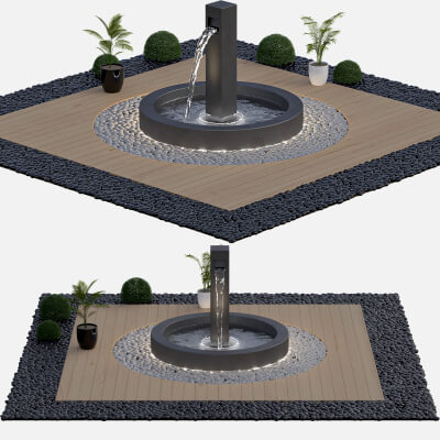 Fountain Garden 04 - 3D Model by 3DPLUSY